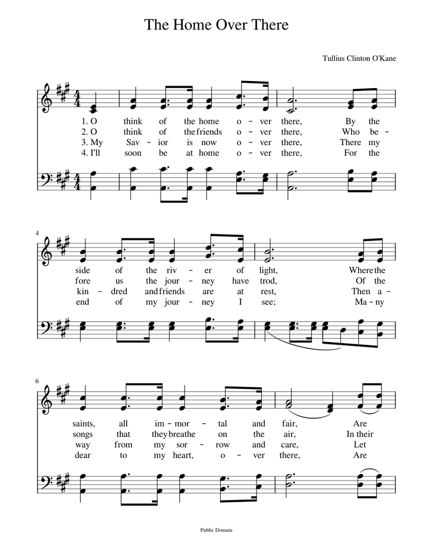 O think of the home over there - T. C. O'Kane Sheet music for Piano ...