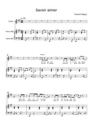 Savoir aimer - Florent Pagny Sheet Music with Chords for Vocals (Solo ...
