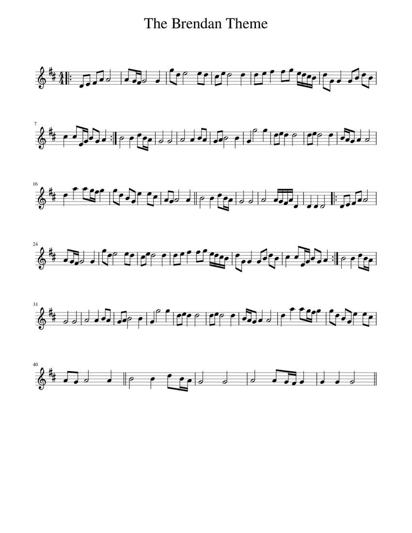 The Brendan Theme Sheet music for Piano (Solo) | Musescore.com