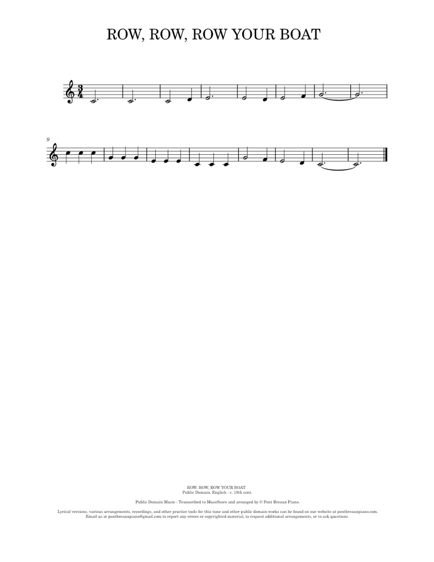 ROW, ROW, ROW YOUR BOAT – Trad. English - piano tutorial