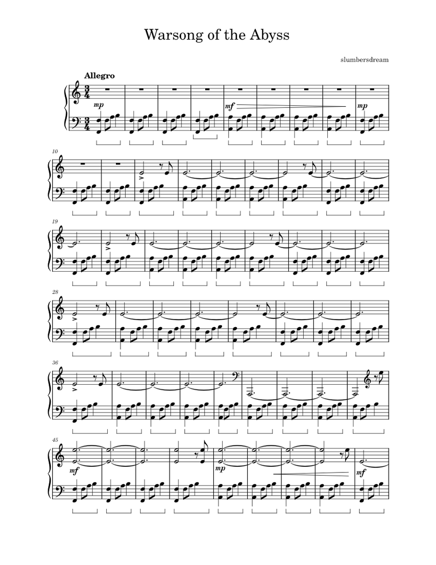 Warsong of the Abyss - piano tutorial