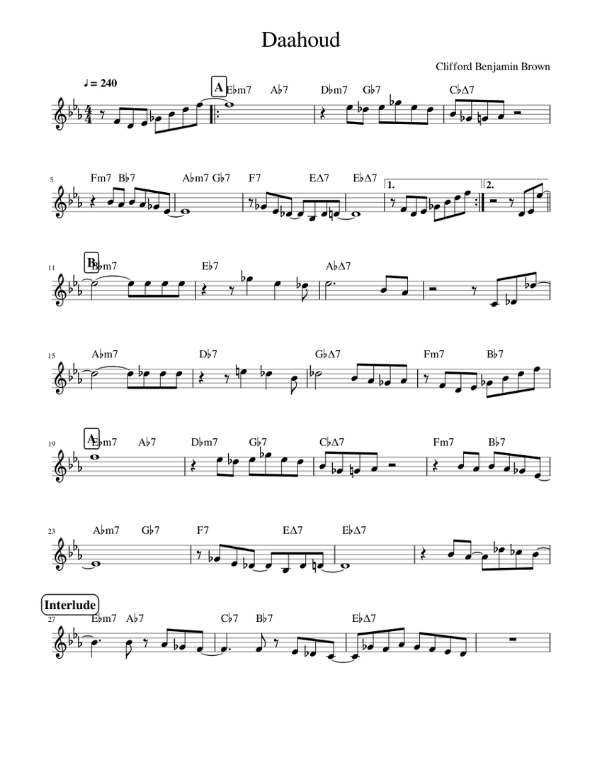 Daahoud Sheet music for Piano (Solo) Easy | Musescore.com
