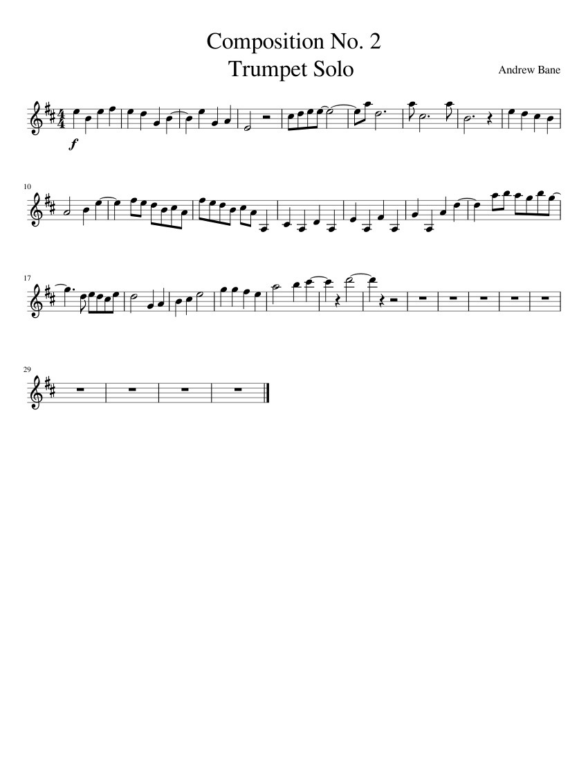 Composition No 2 Sheet music for Trumpet in b-flat (Solo) | Musescore.com