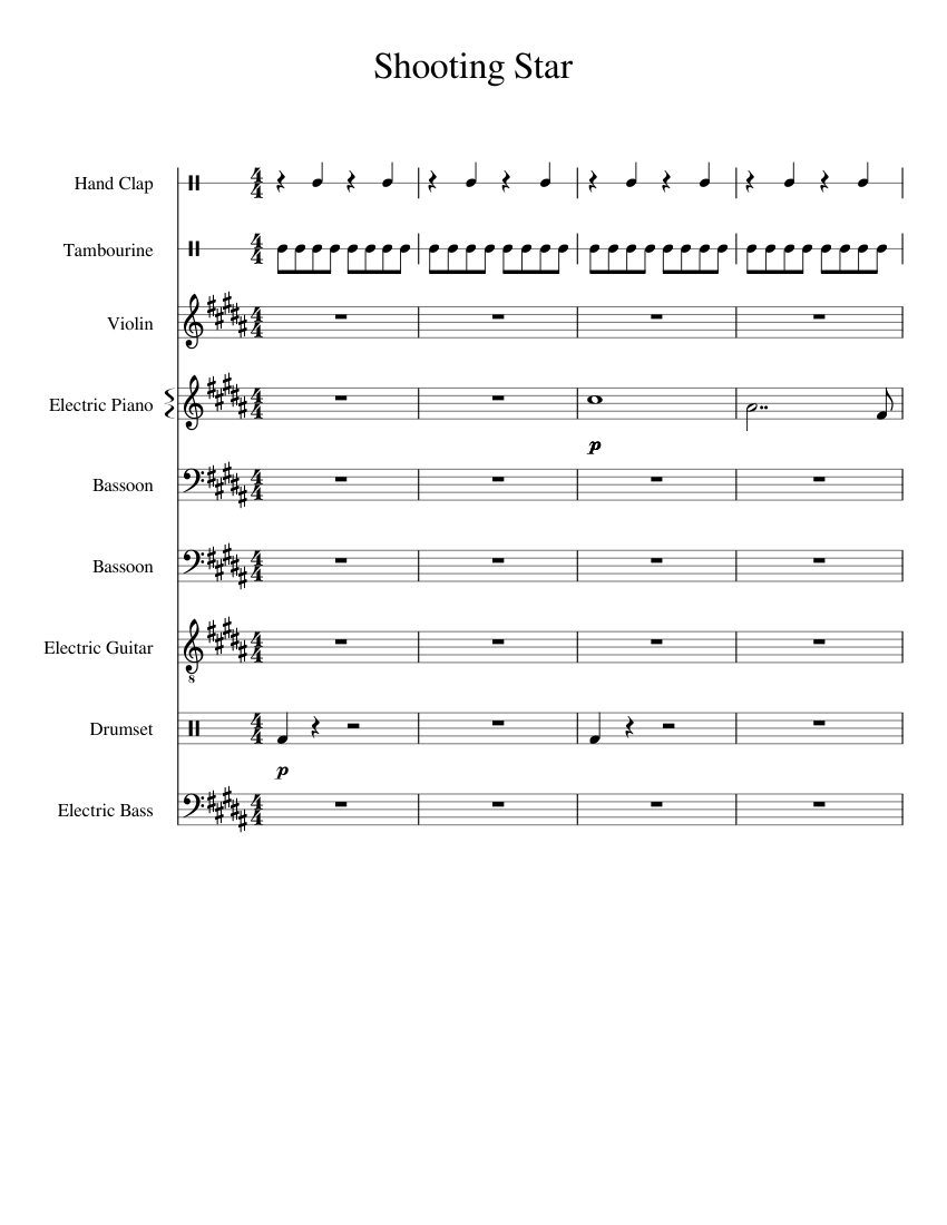 Shooting Star Sheet music for Piano, Tambourine, Bassoon, Violin & more ...