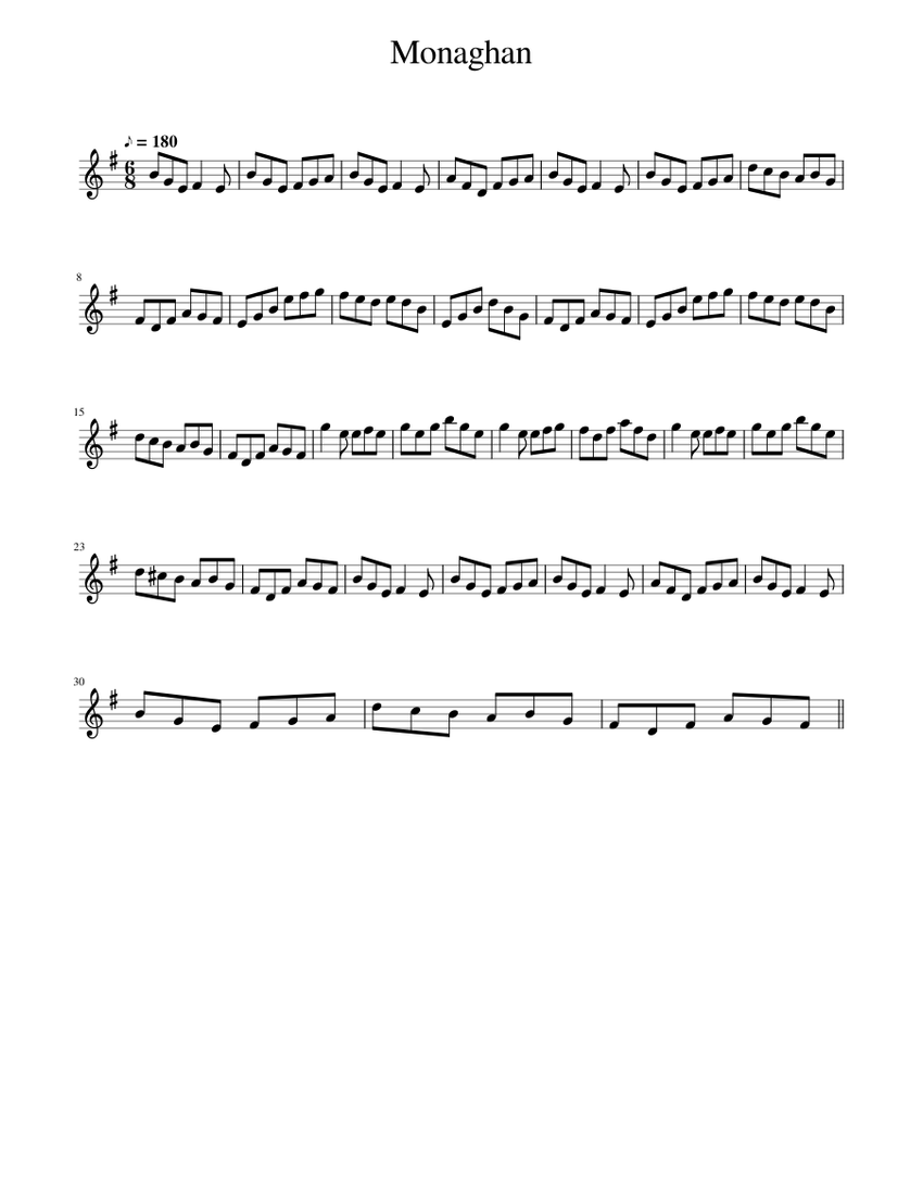 Monaghan Sheet music for Piano (Solo) Easy | Musescore.com