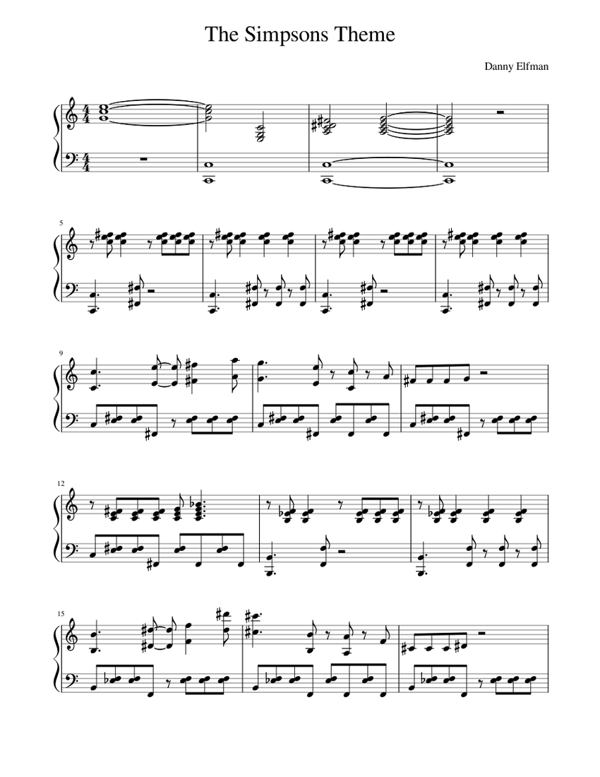 The Simpsons Theme Sheet music for Piano (Solo) | Musescore.com