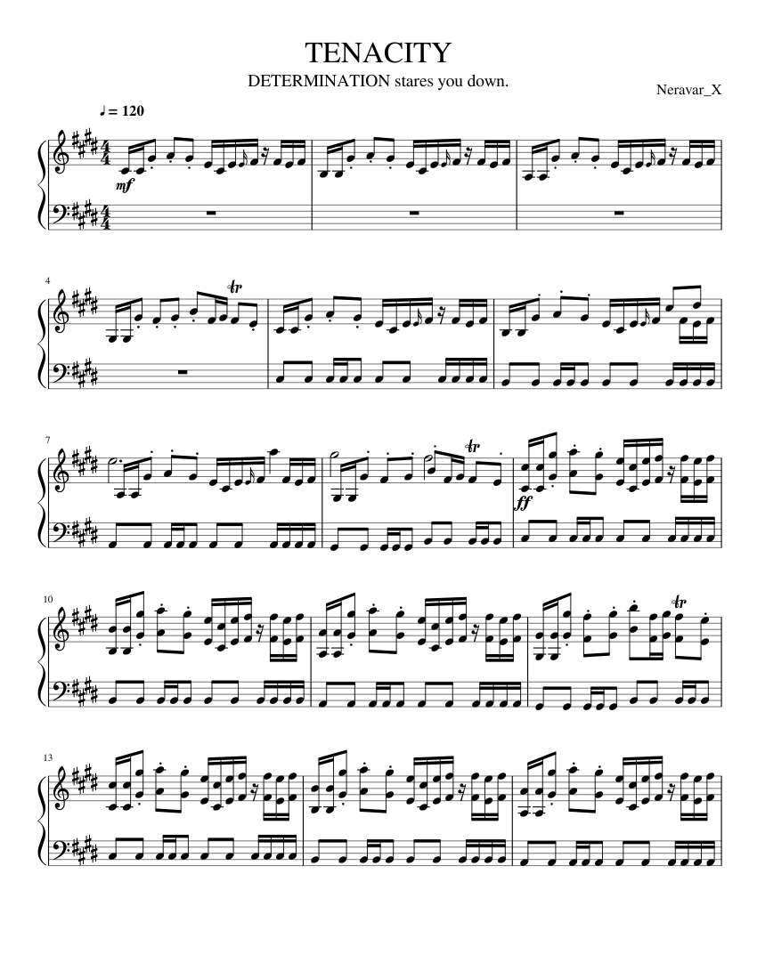 TENACITY Sheet Music for Piano (Solo) | MuseScore.com
