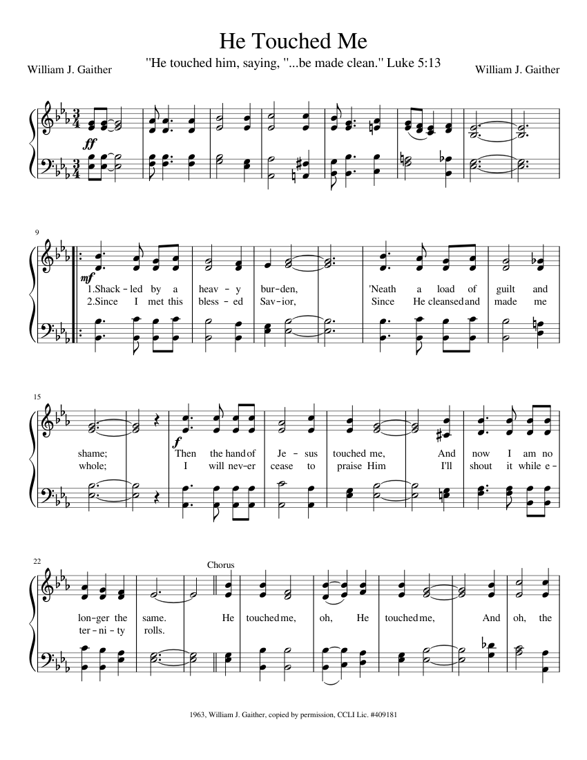 He Touched Me Sheet music for Piano (Solo) | Musescore.com