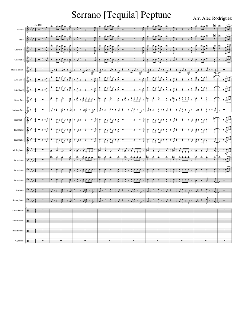 Serrano [Tequila] Peptune Sheet music for Trombone, Tuba, Flute piccolo ...
