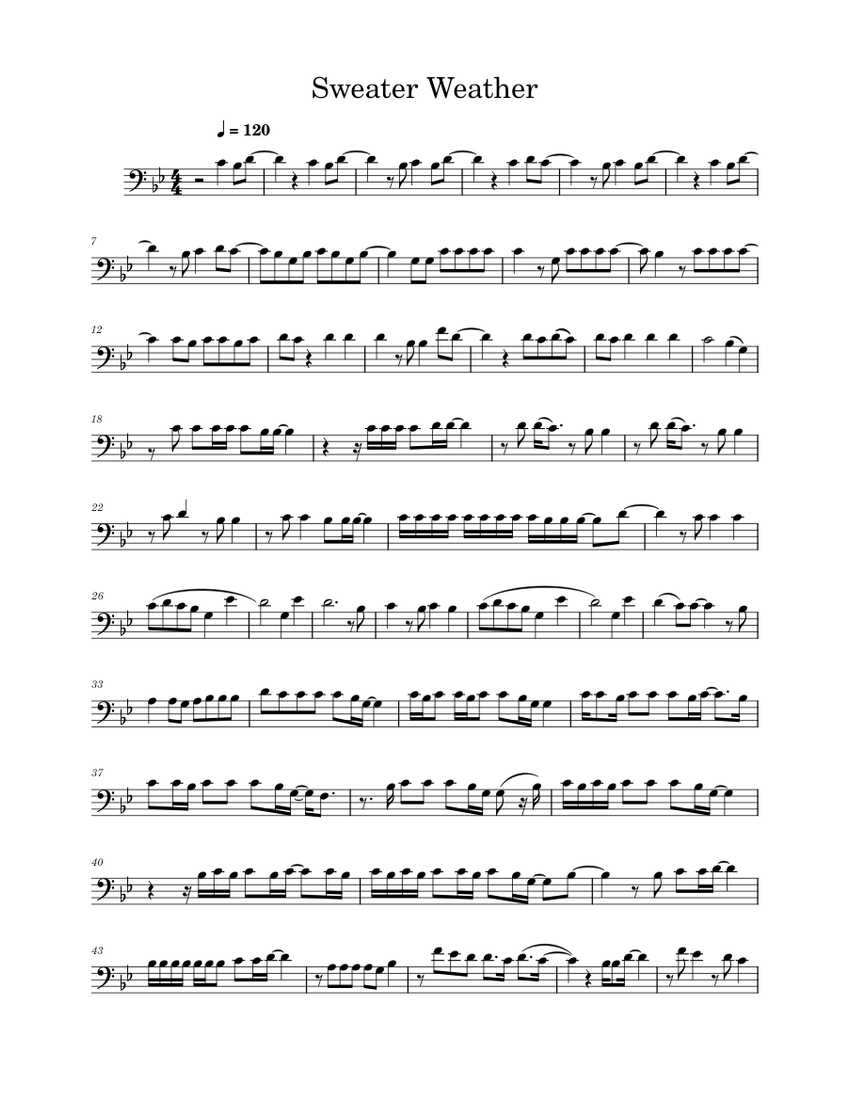 Sweater Weather - The Neighbourhood - Cello Solo Sheet Music for Cello ...