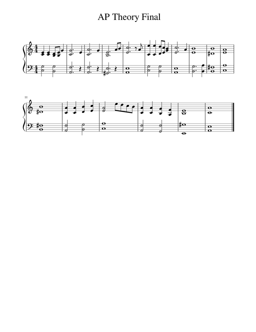 AP Theory Final Sheet music for Piano (Solo) Easy | Musescore.com