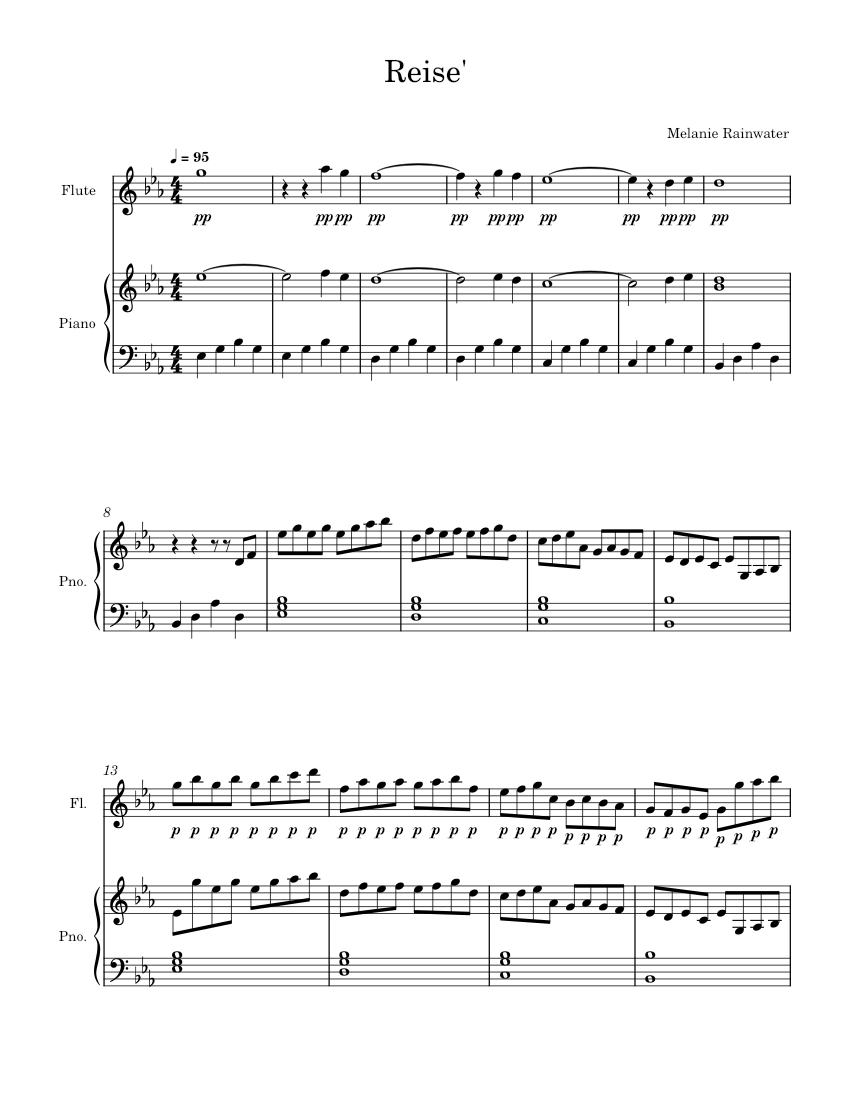 Reise' Sheet music for Piano, Flute, Cello (Mixed Trio) | Musescore.com
