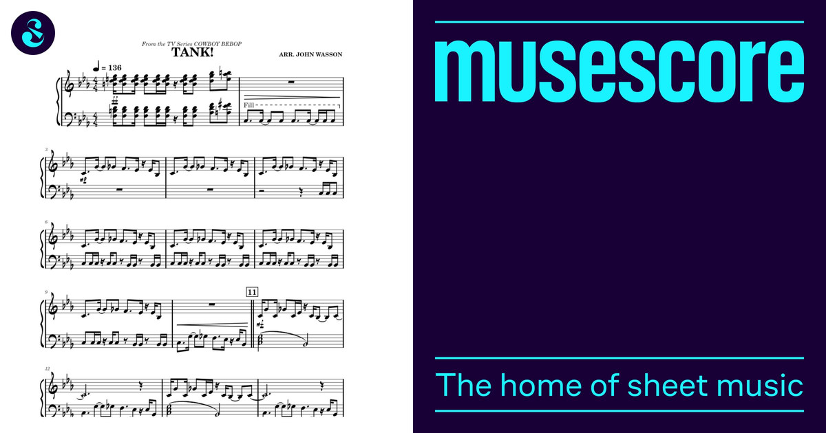 Tank! (from Cowboy Bebop) Sheet Music for Piano (Solo) | MuseScore.com