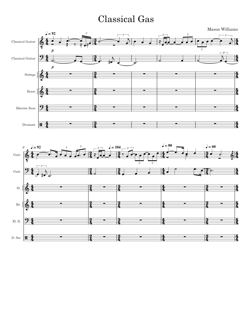 Classical gas – Mason Williams Classical Gas Sheet music for Guitar ...