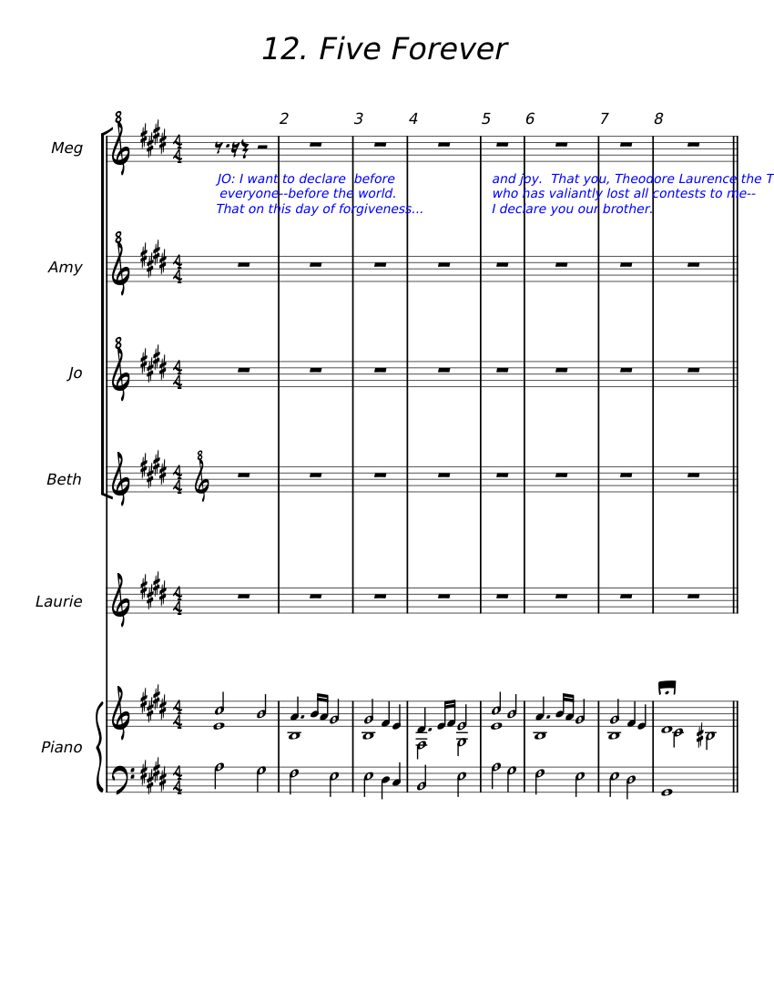 Five Forever – Jason Howland, Mindi Dickstein 12. Five Forever Sheet ...