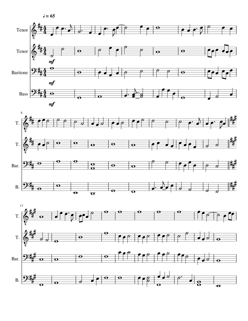 TTBB 1 Sheet music for Tenor, Bass voice, Baritone (Choral) | Musescore.com