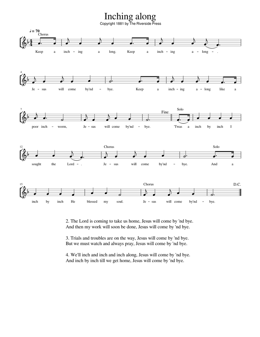 67-Inching along Sheet music for Soprano (SATB) | Musescore.com