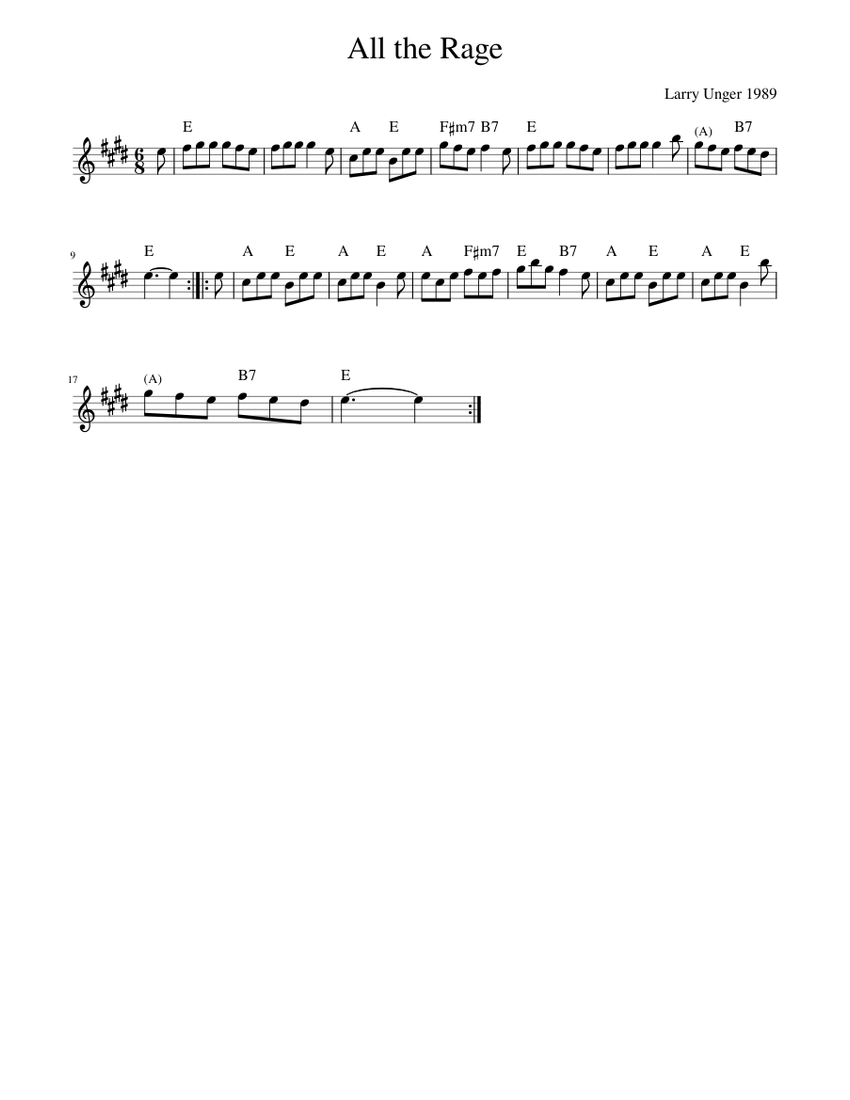 Larry Unger - All the Rage Sheet music for Piano (Solo) Easy ...