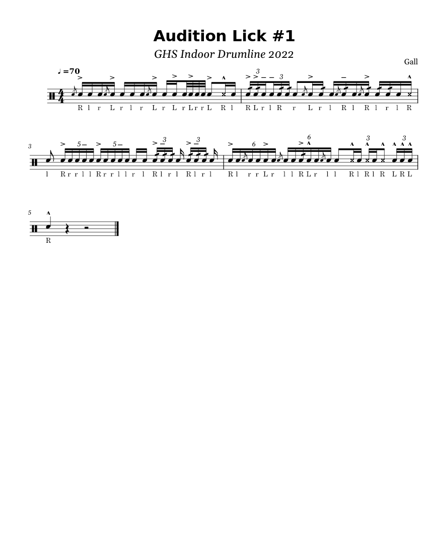 Audition_Lick_#1 Sheet music for Snare drum (Marching Band) | Musescore.com