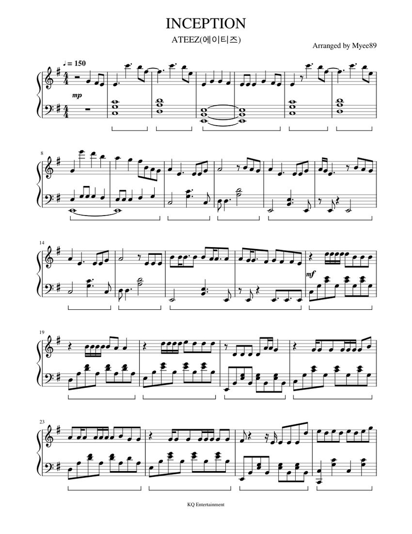 ATEEZ (에이티즈) - INCEPTION Sheet Music for Piano (Solo) | MuseScore.com