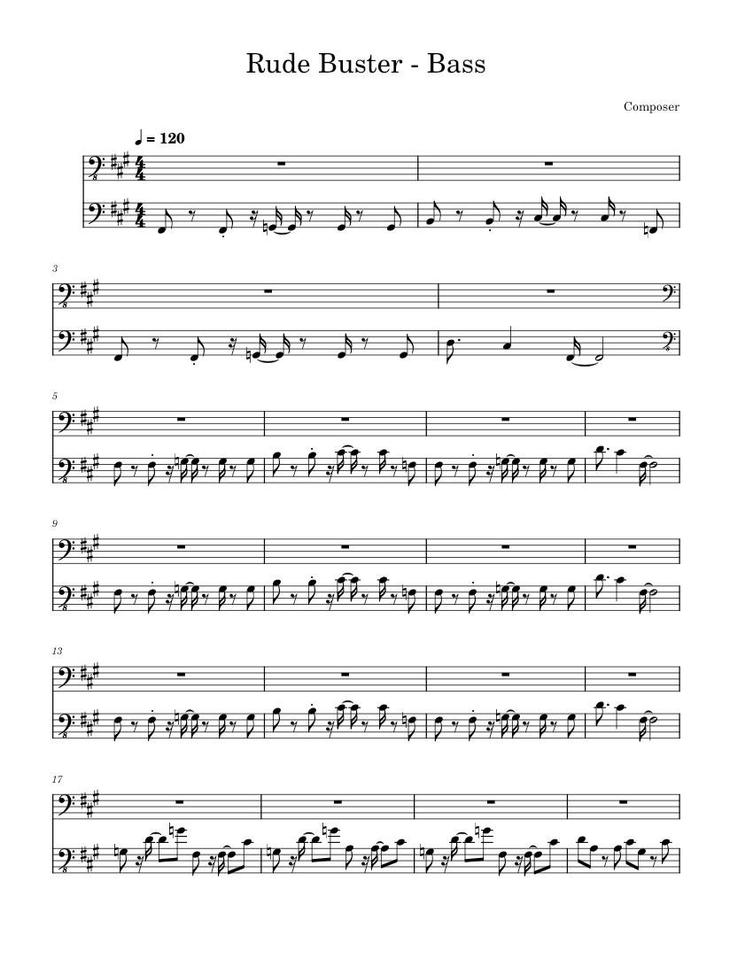 Rude Buster Simplified - Bass Sheet Music for Bass guitar (Solo ...