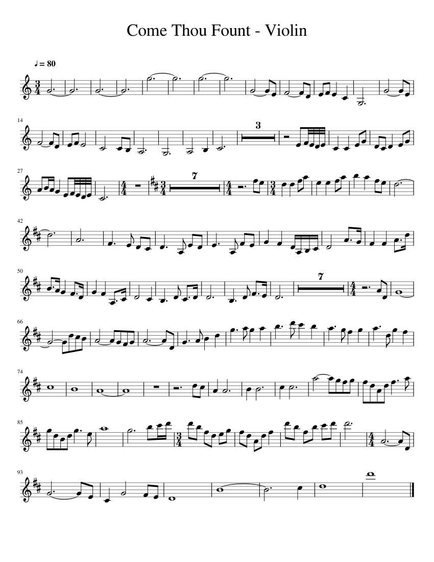 Come Thou Fount - Violin Sheet music for Piano (Solo) Easy | Musescore.com