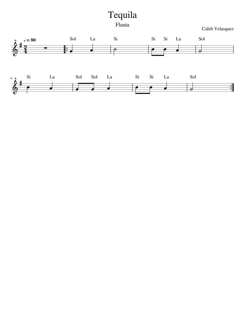 Tequila Sheet Music with Chords for Recorder (Solo) | MuseScore.com