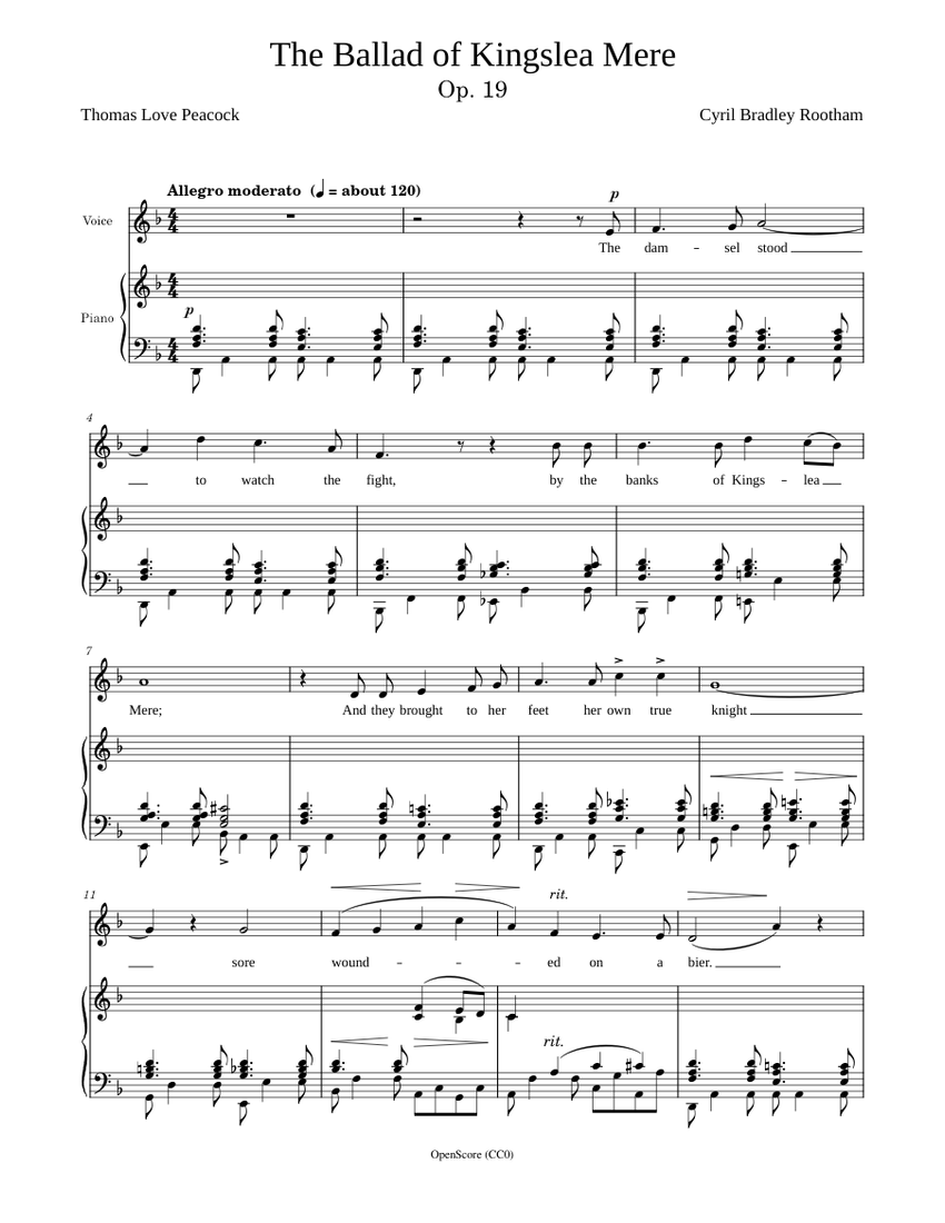 Rootham, Cyril - The Ballad of Kingslea Mere, Op.19 Sheet Music for ...