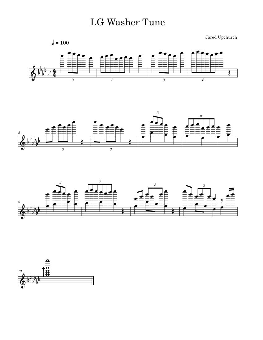 Washing Machine Song – LG Sheet Music for Piano (Solo) Easy | MuseScore.com
