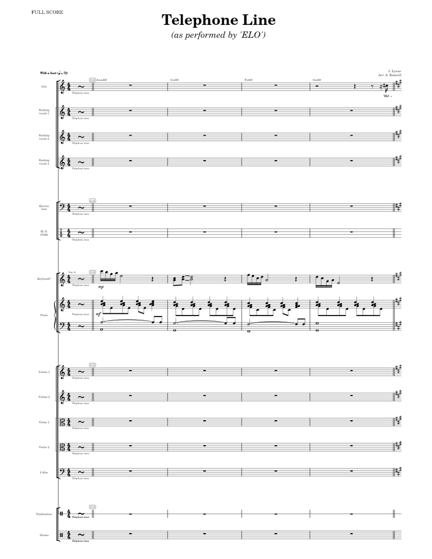 Telephone Line – Electric Light Orchestra Sheet Music and Tab with ...