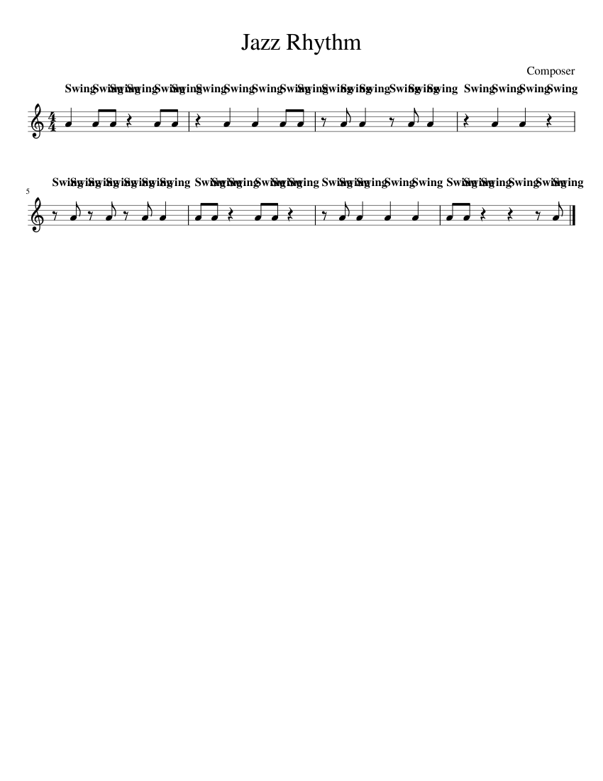 Jazz Rhythm Sheet music for Piano (Solo) Easy | Musescore.com