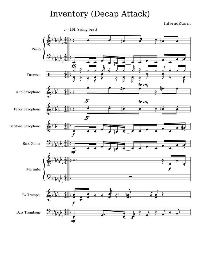 Inventory (Decap Attack) Cover Sheet Music for Piano, Trombone bass ...