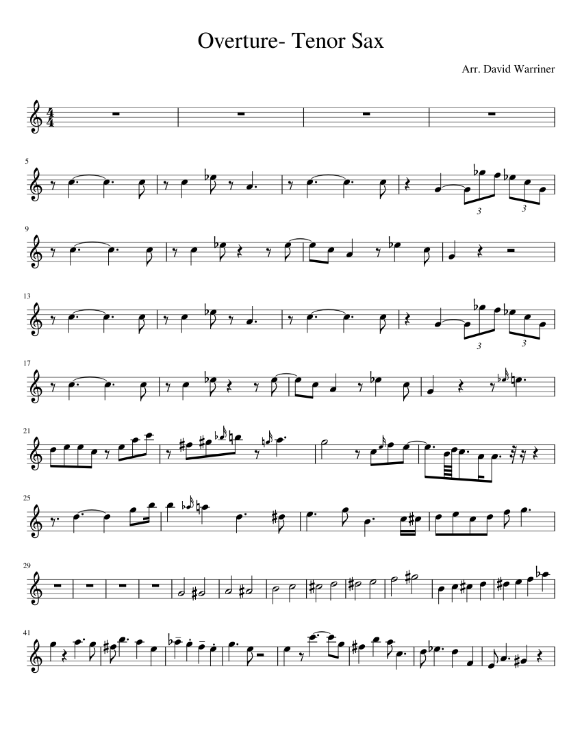 Overture Tenor Sax part Sheet music for Piano (Solo) | Musescore.com