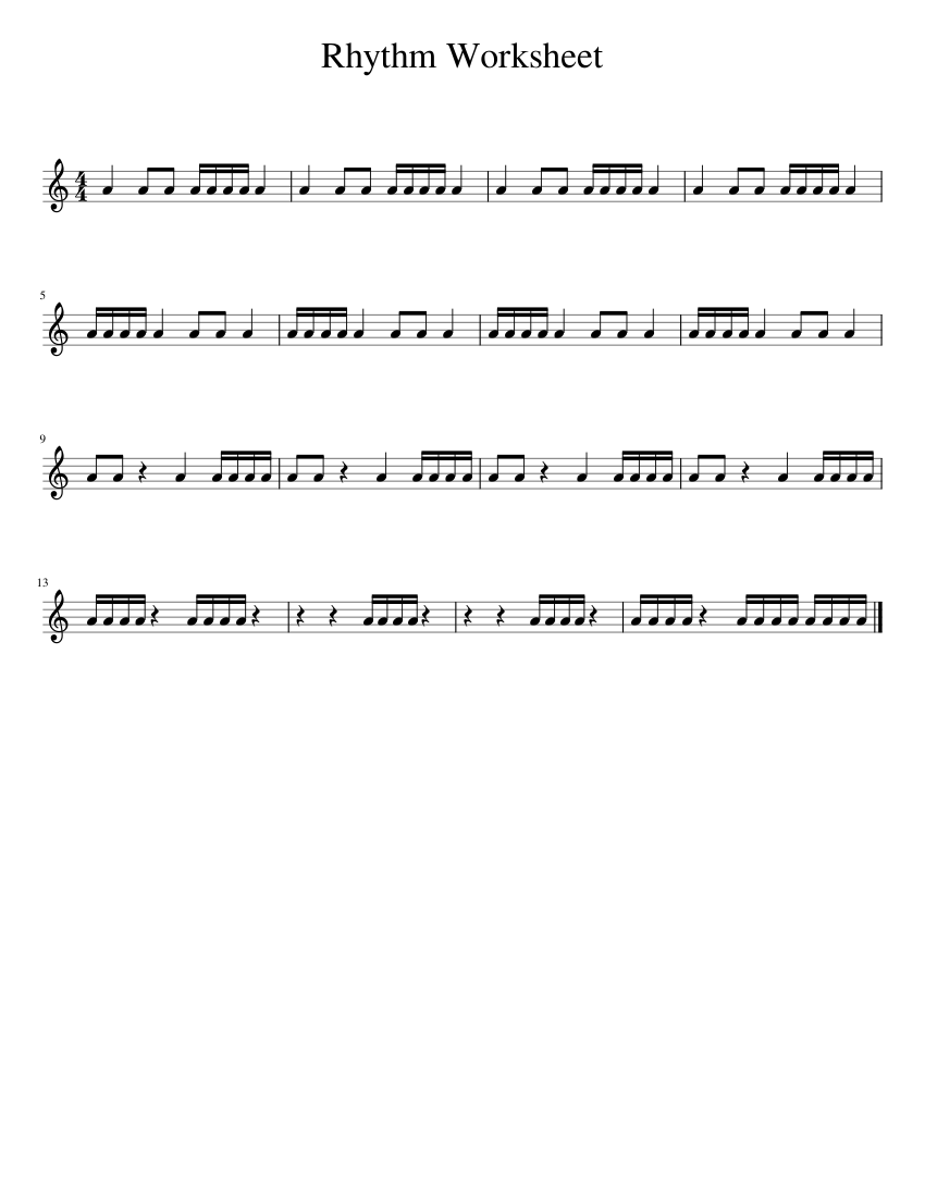 Rhythm 16th notes Sheet Music for Piano (Solo) Easy | MuseScore.com