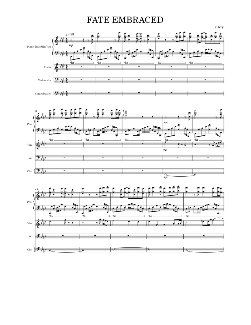 FATE EMBRACED Sheet music for Piano, Violin, Cello, Strings group ...