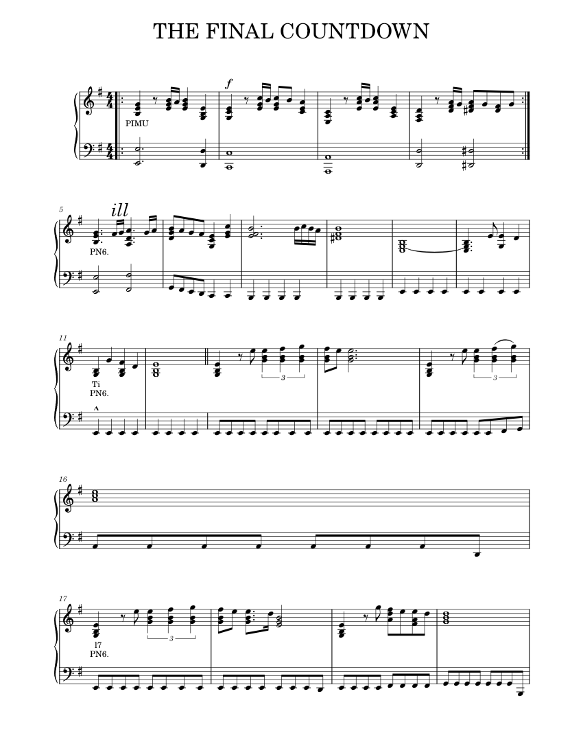 Final-Countdown-Piano-1 Sheet music for Piano (Solo) | Musescore.com