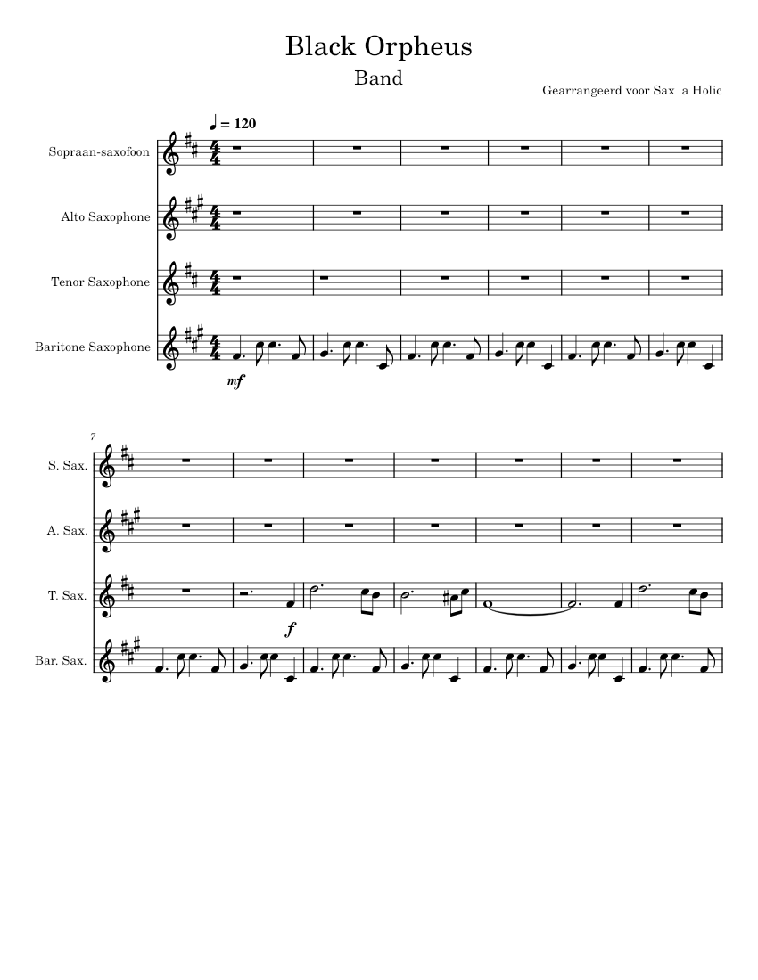 Black orpheus – Luiz Bonfá Sheet Music for Saxophone alto, Saxophone ...