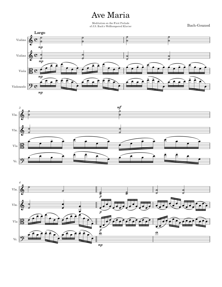 Ave Maria – Charles Gounod Ave Maria - Gounod (IMSLP) - Quartet Sheet ...