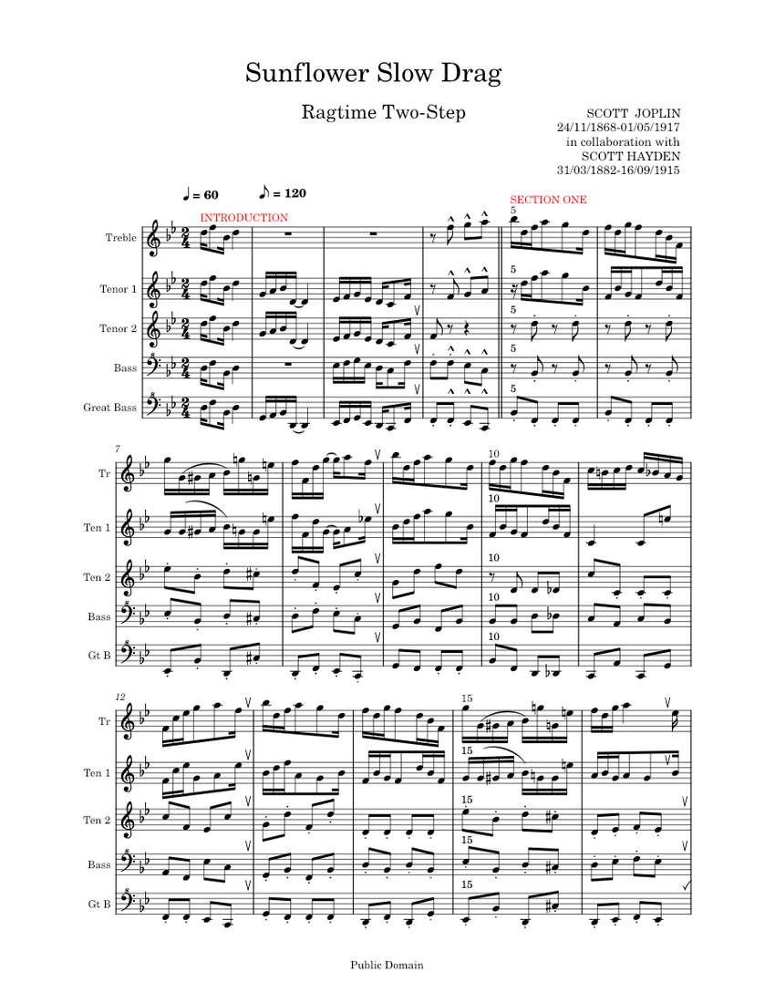 Sunflower Slow Drag – Scott Joplin Sheet Music for Recorder (Woodwind ...
