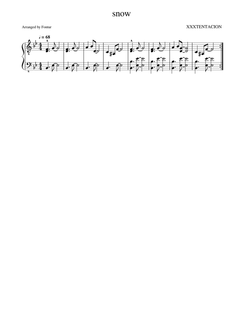 XXXTENTACION - snow Sheet music for Piano (Solo) Easy | Musescore.com
