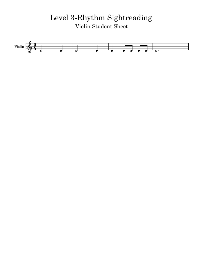 Level 3-Rhythm Sightreading 3 4 2022 Sheet music for Violin (Solo ...