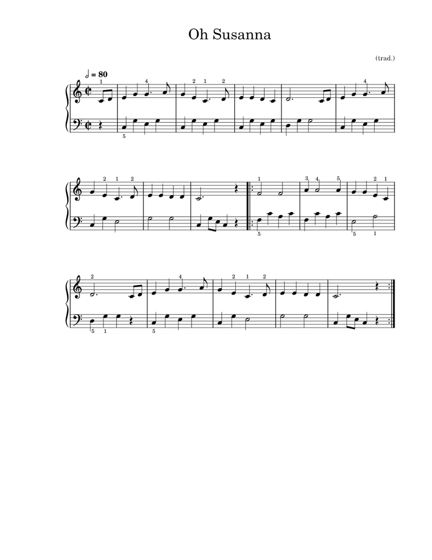 Oh Susanna – Stephen Foster Sheet music for Piano (Solo) Easy ...