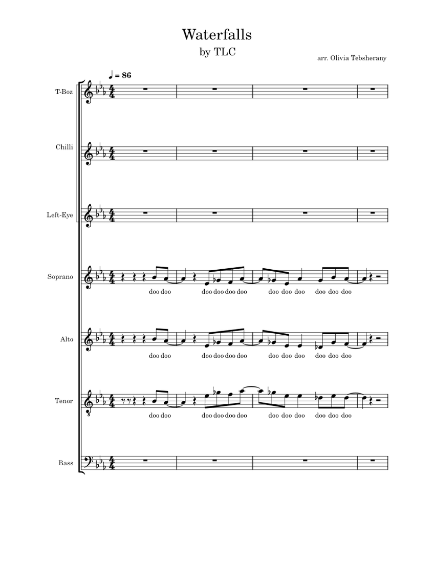 Waterfalls Sheet music for Soprano, Alto, Tenor, Bass voice & more ...