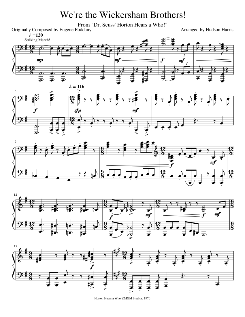 We're the Wickersham Brothers! Sheet Music for Piano (Solo) | MuseScore.com
