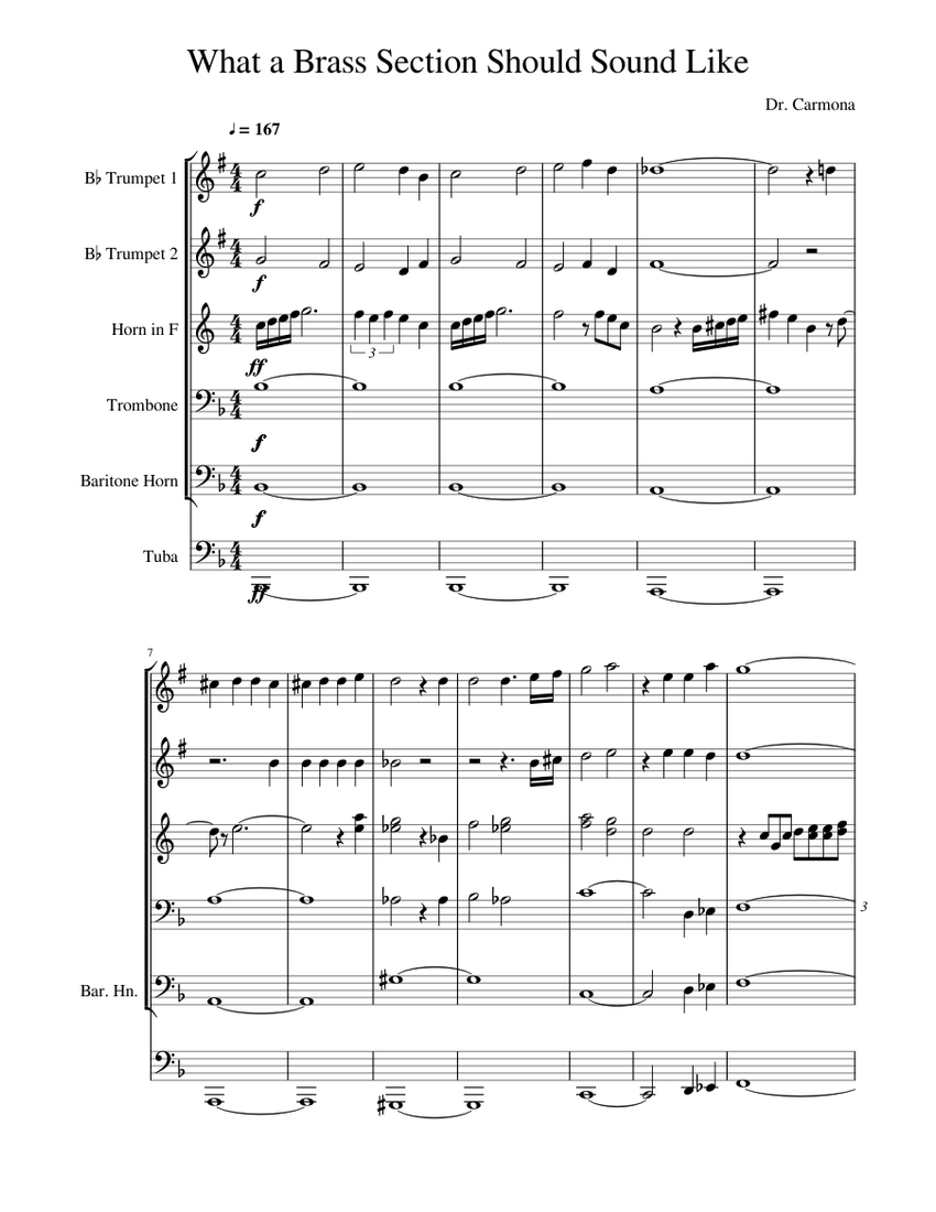 What a Brass Section Should Sound Like Sheet Music for Trombone, Tuba ...
