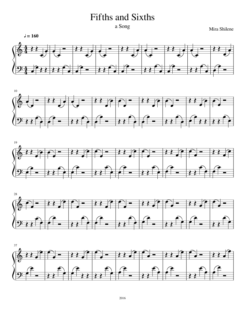 Fifths and Sixths Sheet music for Piano (Solo) Easy | Musescore.com