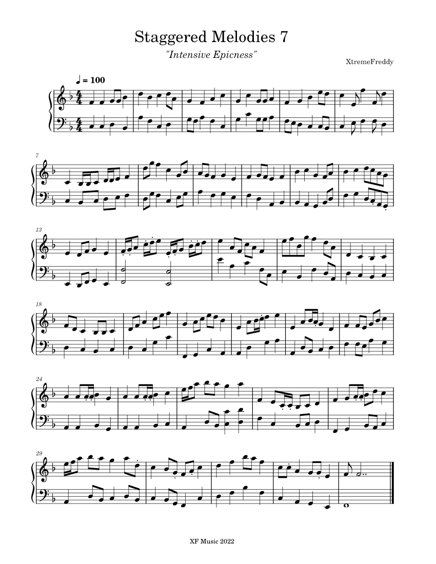 Staggered Melodies 7 Sheet music for Piano (Solo) Easy | Musescore.com