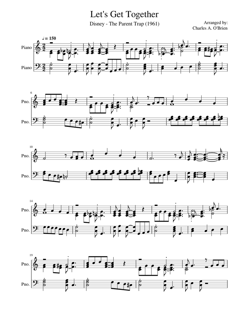 Let's Get Together Sheet Music for Piano (Piano Duo) | MuseScore.com