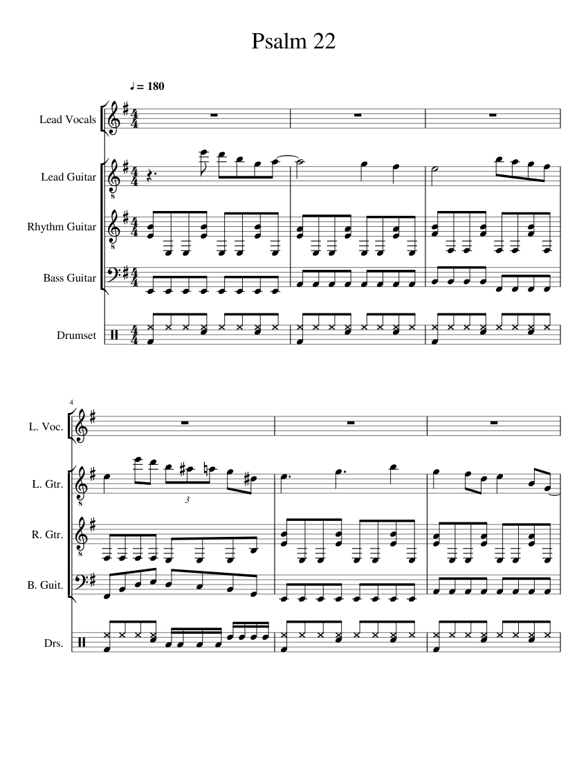 Psalm 22 Sheet music for Vocals, Guitar, Bass guitar, Drum group (Mixed ...