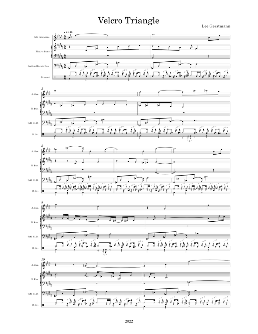 Velcro Triangle (medium paced version) (for jazz quartet) Sheet music ...